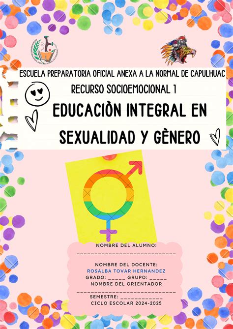 Cuadernillo De Educacion Sexual Y Genero Recurso Socioemocional 1