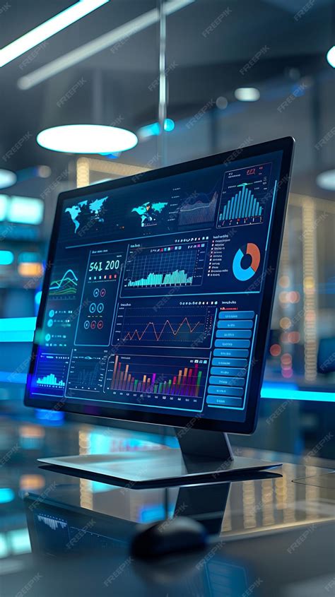 Ultrarealistic Hightech Dashboard For Data Analytics Modern Office Setting With Ai Integration