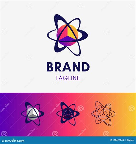 Orbit Planet Triangle Logo Template Icon Symbol Stock Vector