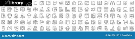 Set Of Outline Library Icons Minimalist Thin Linear Web Icons Bundle Vector Illustration