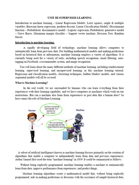 unit iii supervised learning pdf linear regression machine learning