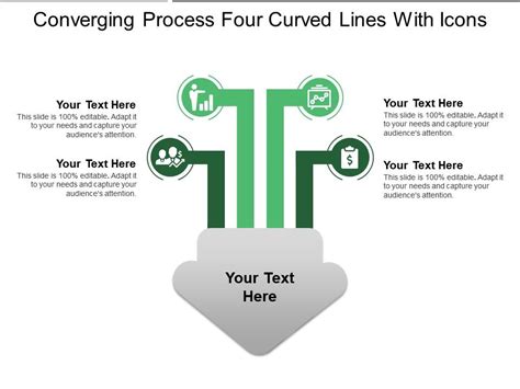 Converging Process Four Curved Lines With Icons PowerPoint Presentation Designs Slide PPT