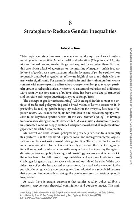 Pdf Strategies To Reduce Gender Inequalities