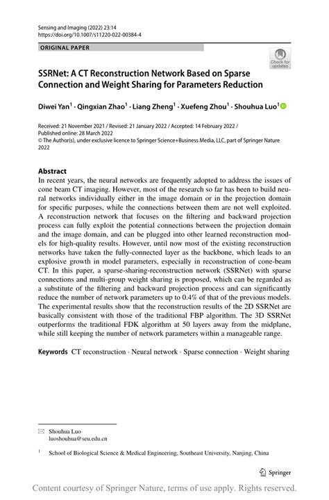 ssrnet a ct reconstruction network based on sparse connection and