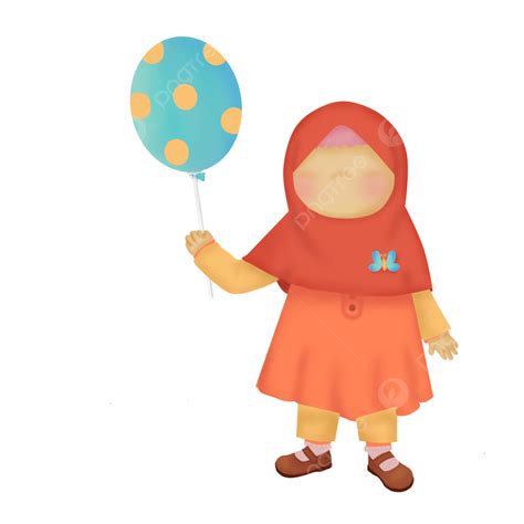 รูปสาวฮิญาบกับลูกโป่ง Png ภาพประกอบสาวมุสลิม สาวน้อยมุสลิม มุสลิมภาพ Png และ Psd สำหรับดาวน์