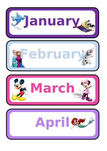 Disney Months Of The Year Teaching Resources