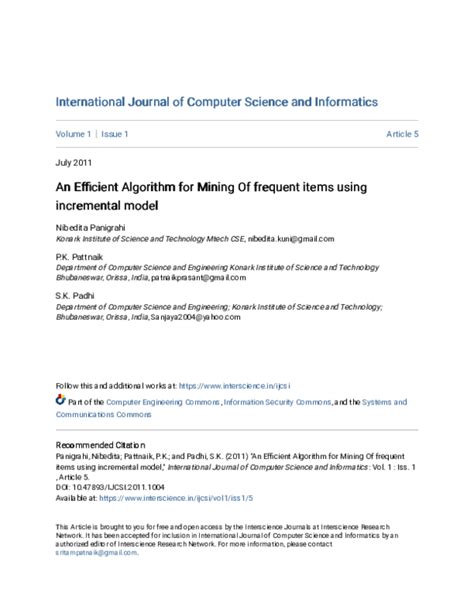 Pdf An Efficient Algorithm For Mining Of Frequent Items Using Incremental Model