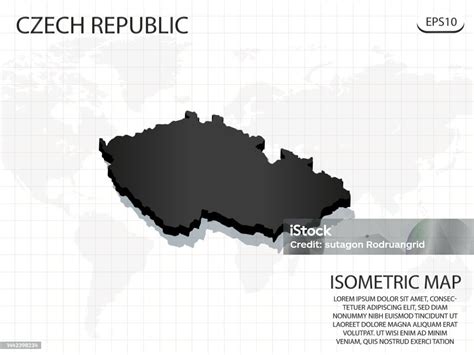 세계 지도 배경에 체코의 3d 지도 검정 벡터 현대 아이소메트릭 개념 인사말 카드 그림 Eps 10 지도에 대한 스톡 벡터 아트 및 기타 이미지 Istock