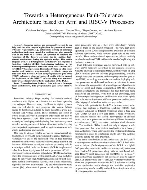 Pdf Towards A Heterogeneous Fault Tolerance Architecture Based On Arm