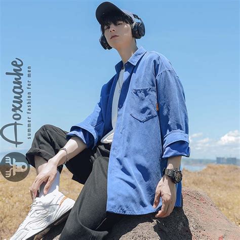 Áo Sơ Mi Nam Khoác Ngoài Xanh Axh 186 Shop áo Xuân Hè