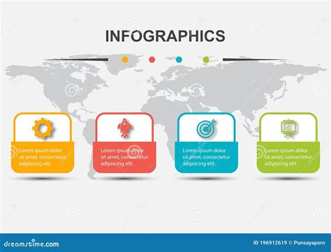 Infographic Design Template With 4 Rounded Rectangles Stock Vector