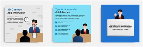 3d 만화 스타일 소셜 미디어 유익한 채용 프로세스 인터뷰 팁 게시물 배너 템플릿 레이아웃 디자인 채용 담당자와 이야기하는 신선한 졸업생 만화에 대한 스톡 벡터 아트 및