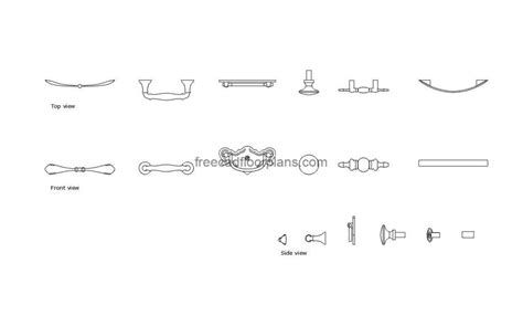 6 Traditional Drawer Pulls Free Cad Drawings