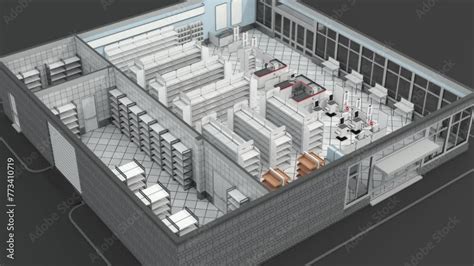 Rotating Layout Of A Retail Floor Plan With Retail Racks Cash Counters