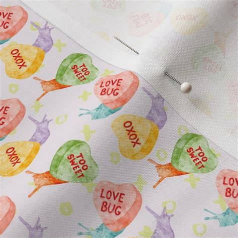 Love Slugs Valentines Candy Hearts Fabric Spoonflower