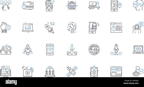 Neural Work Line Icons Collection Artificial Neurons Machine Innovative Intelligence