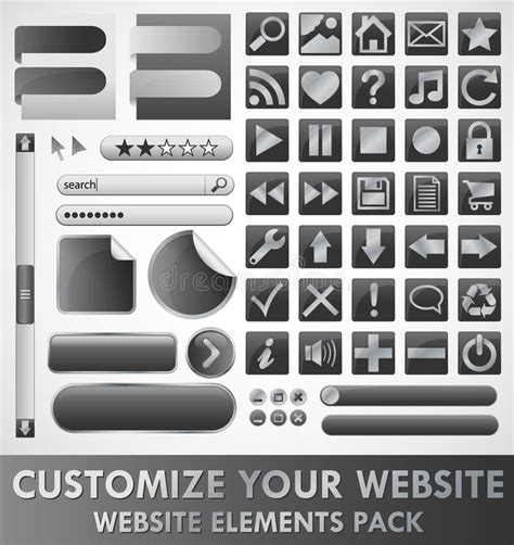 Web Ui Elements Design Light Gray Stock Vector Illustration Of Round