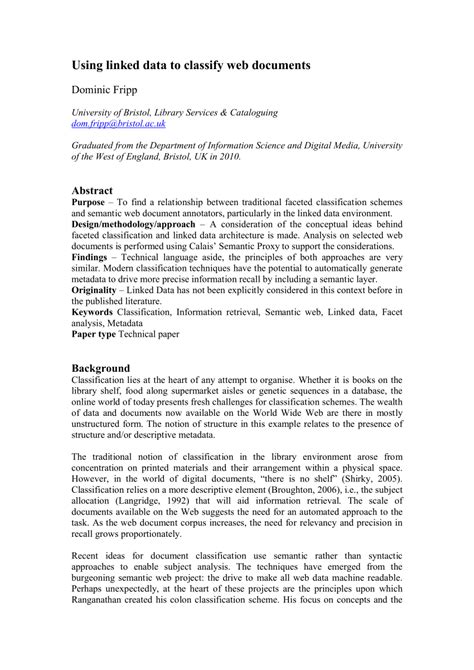 Pdf Using Linked Data To Classify Web Documents