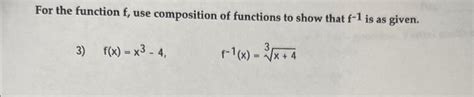 Solved For The Function F Use Composition Of Functions To