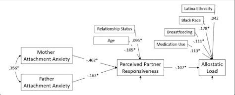 standardized parameter estimate for the final model fit statistics for