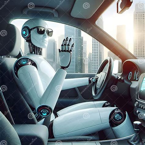 Ai Robot Drive Car Concept Ai Generated Stock Illustration Illustration Of Machine Clothing