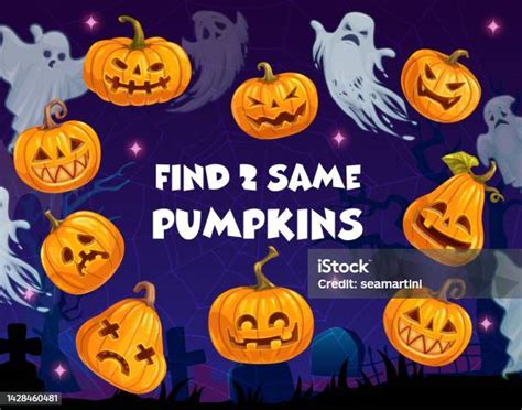 거미줄에서 두 개의 동일한 할로윈 만화 호박을 찾으십시오 0명에 대한 스톡 벡터 아트 및 기타 이미지 0명 10월 가공의 인물 Istock