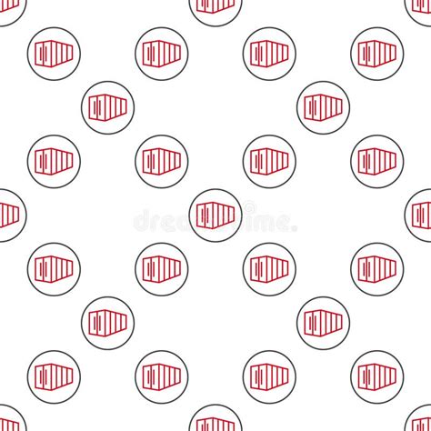 Shipping Container Vector Round Seamless Pattern In Modern Line Style Stock Vector