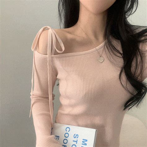 후기보장🤍봄여신 발레리나 원숄더 리본 오프숄더 골지니트 6color 에이블리