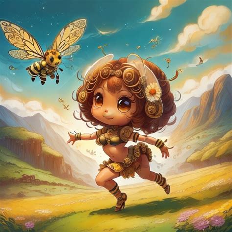 Premium Photo A Cute Chibi Bee With Beelike Wings On Her Back Similar