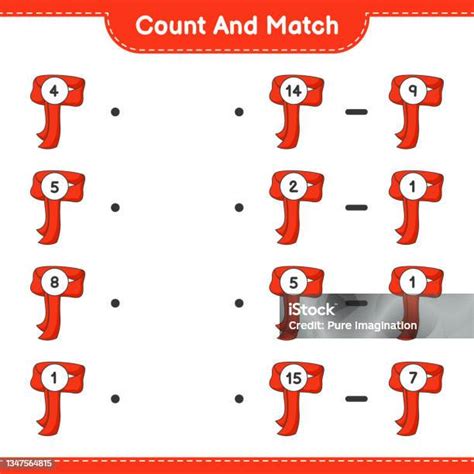 카운트 앤 매치 스카프 수를 계산하고 올바른 숫자와 일치합니다 교육 어린이 게임 인쇄 워크 시트 벡터 일러스트레이션 0명에 대한 스톡 벡터 아트 및 기타 이미지 Istock