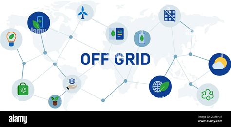 Off Grid Offline Unplugged Disconnected Concept Blue Color Illustration