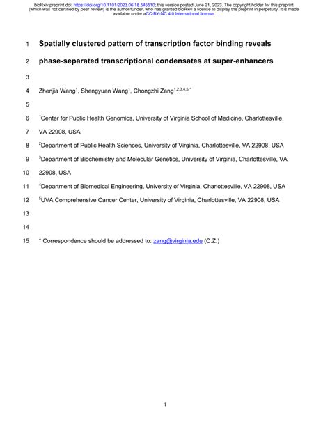 Pdf Spatially Clustered Pattern Of Transcription Factor Binding