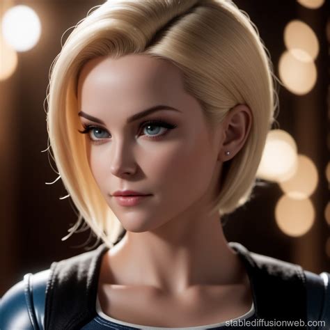 Android 18 In Black Leather Lustful Gaze Stable Diffusion Online