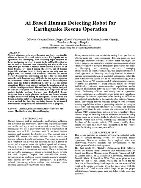 Ai Based Human Detecting Robot For Earthquake Rescue Operation