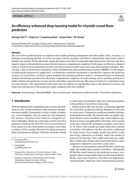 An Efficiency Enhanced Deep Learning Model For Citywide Crowd Flows Prediction Request Pdf