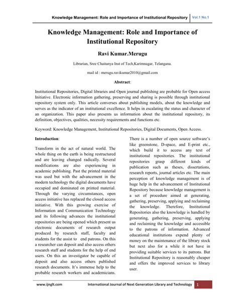 Role And Importance Of Institutional Repository