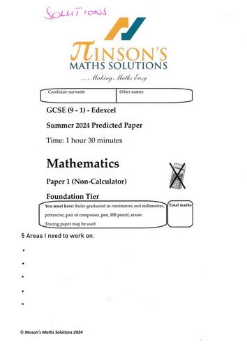 Summer 2024 Gcse Edexcel Maths Predicted Papers Full Package All Tiers Teaching Resources