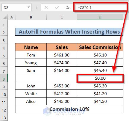 Excel に行を挿入するときに数式を自動入力する方法 4 つの方法