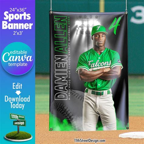 Baseball Banner Canva Template Design Your Own Custom Senior Baseball