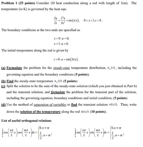 Solved Problem 1 25 Points Consider 1d Heat Conduction