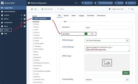 Taking The Website Temporarily Offline Joomla Documentation