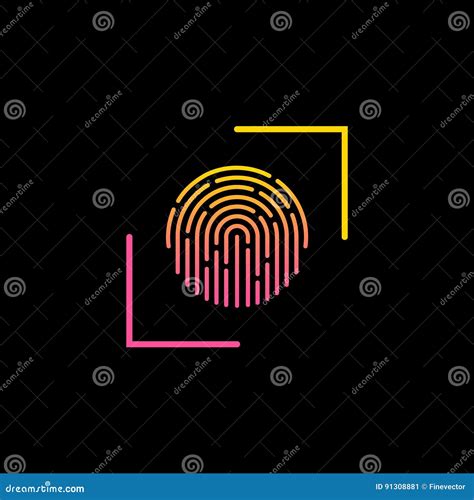 Fingerprint Touch Pointer Icon Vector Graphic Set Flat Finger Thumb Print Id Click Symbol