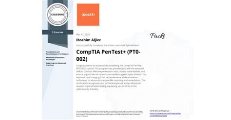 I Have Successfully Completed The Comptia Pentest Certification Thanks To Packt Which