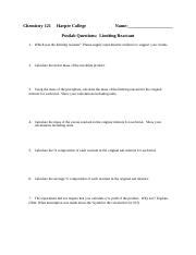 Postlab Questions Limiting Reactant Sum Doc Chemistry Harper College Name Postlab