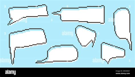 Pixel Speech Bubble Collection Chart Dialogue Boxes Retro Game 8 Bit Line Text Box Yellow