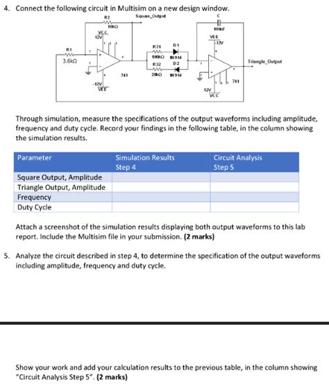 Solved 4 Connect The Following Circuit In Multisim On A New