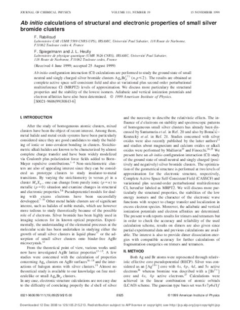 Pdf Ab Initio Calculations Of Structural And Electronic Properties Of Cdte Clusters