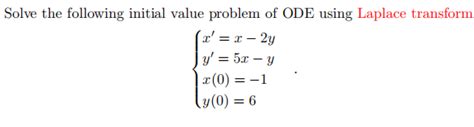 Solved Solve The Following Initial Value Problem Of Ode