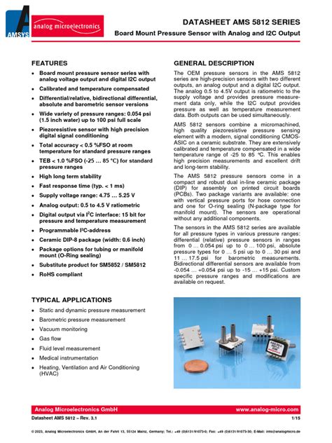 air pressur sensor ams5812 amsys datasheet pdf analog to digital