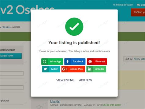 Success Publish Box Classifieds Plugin Design And Appearance Osclass Plugins Osclasspoint